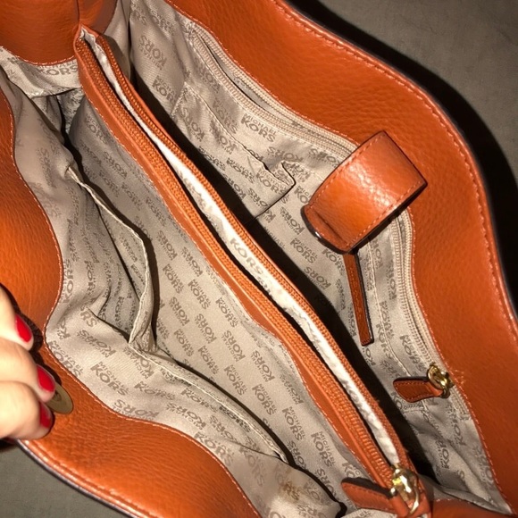 Michael Kors | Bags | Michael Kors Orange Leather Tote Bag | Poshmark
